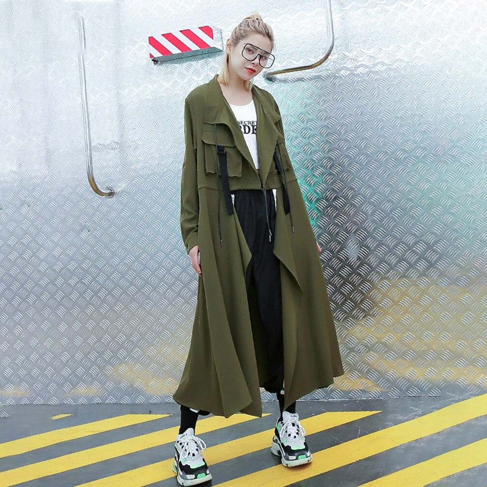 Green Trench Techwear Jacket | CYBER TECHWEAR®