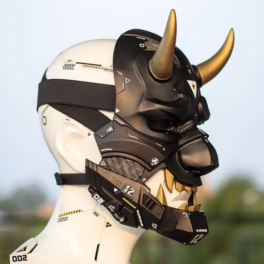Handcrafted Cyberpunk Oni Mask - Limited Stock Available | CYBER TECHWEAR®