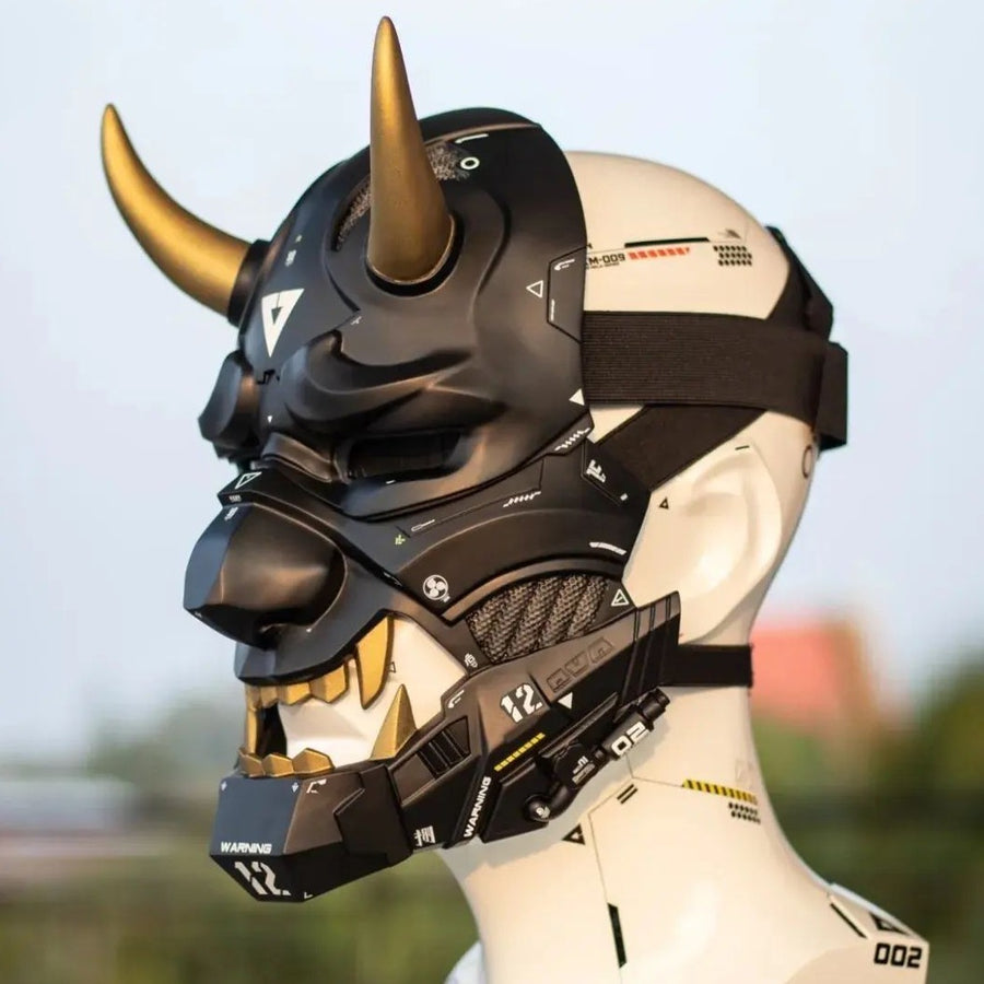 Handcrafted Cyberpunk Oni Mask - Limited Stock Available | CYBER TECHWEAR®