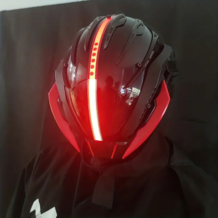 Loading image: Black Red Cyberpunk Helmet | CYBER TECHWEAR®