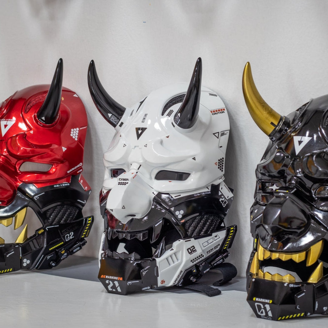 Handcrafted Cyberpunk Oni Mask - Limited Stock Available| CYBER TECHWEAR®