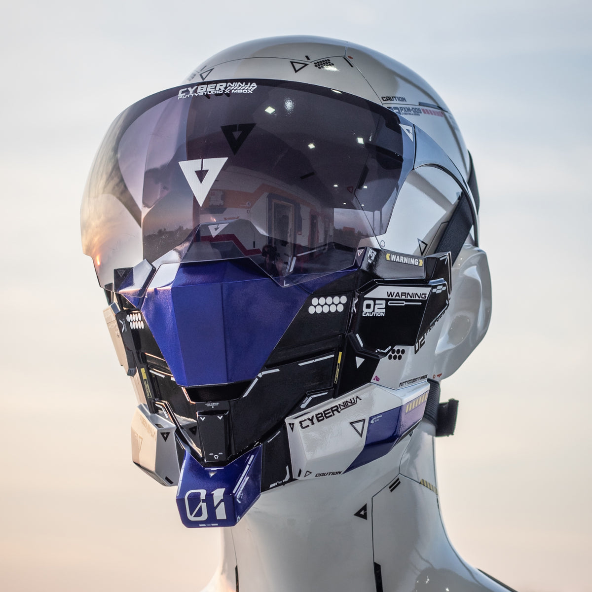 Blue Cyberpunk Face Mask | 100% Handcrafted | CYBER TECHWEAR®