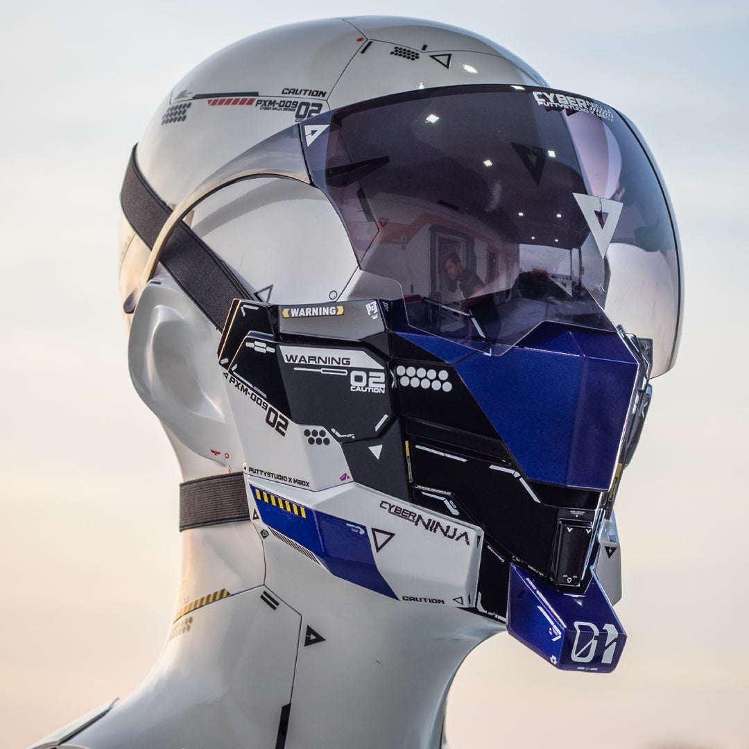 Blue Cyberpunk Face Mask | 100% Handcrafted | CYBER TECHWEAR®