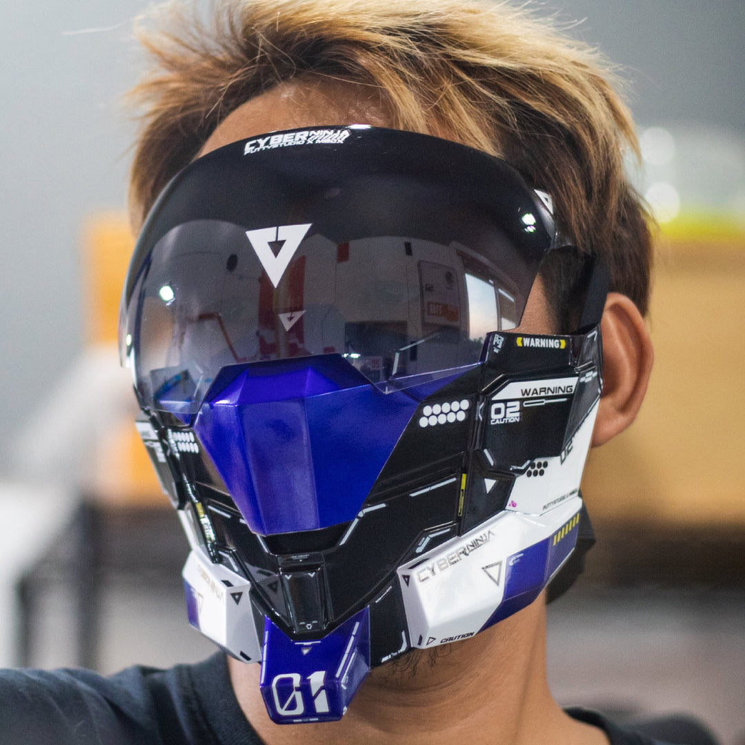 Blue Cyberpunk Face Mask | 100% Handcrafted | CYBER TECHWEAR®