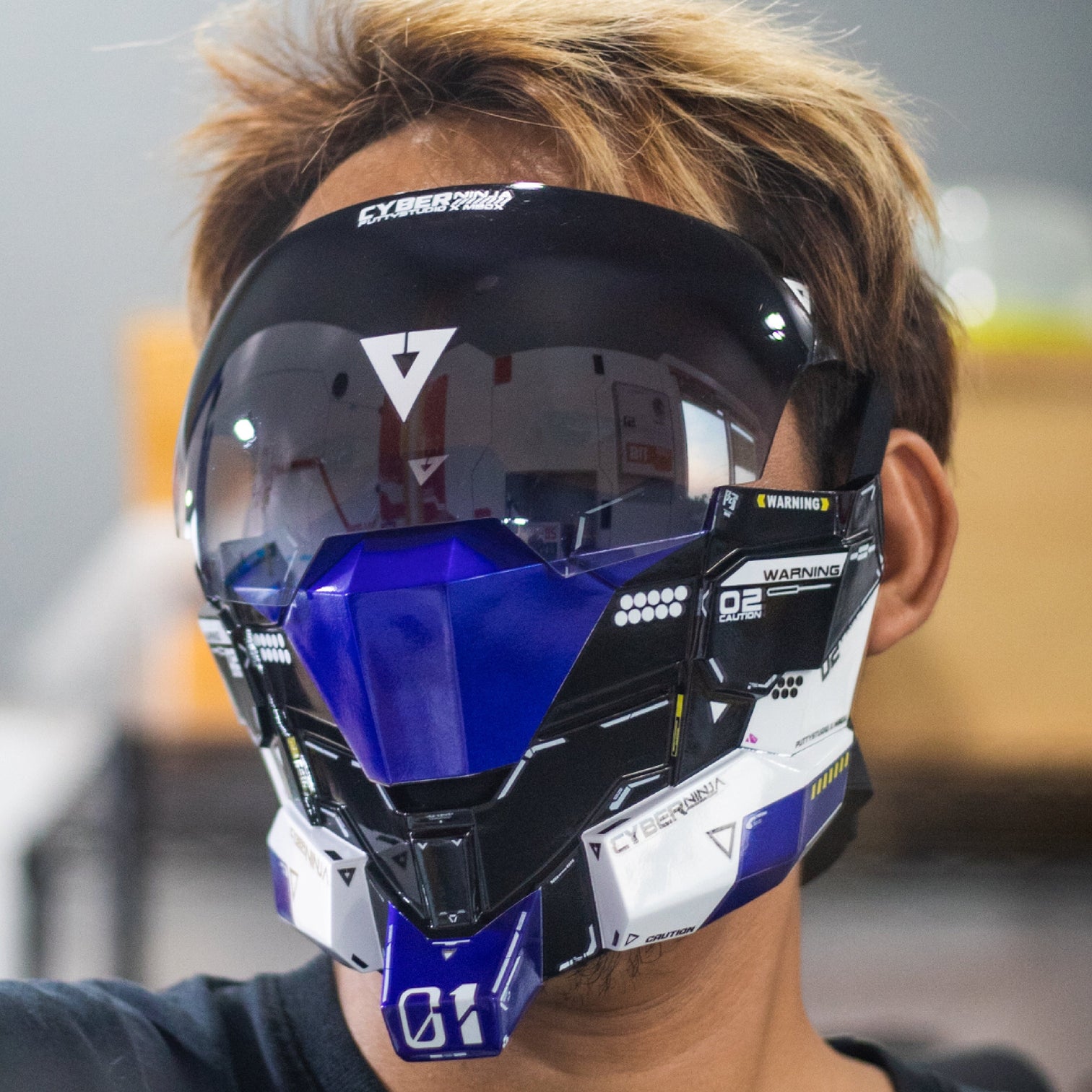 Blue Cyberpunk Face Mask | 100% Handcrafted | CYBER TECHWEAR®