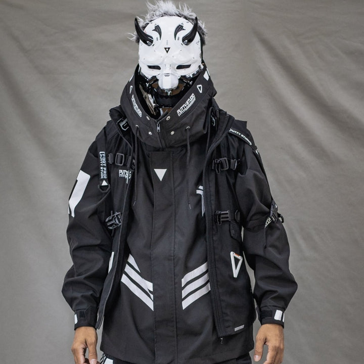 Handcrafted Cyberpunk Oni Mask - Limited Stock Available| CYBER TECHWEAR®