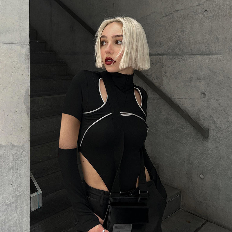 Techwear Bodysuit Striped | Edgy & Chic Women's Jumpsuit – TECHWEAR