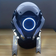 White Cyberpunk Helmet LED | CYBER TECHWEAR®