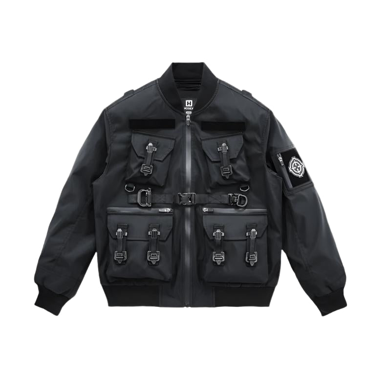 Black Bomber Jacket | CYBER TECHWEAR®