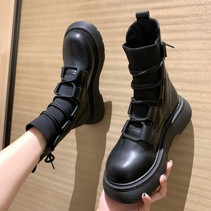 Black Lace Up Boots Girls | CYBER TECHWEAR®