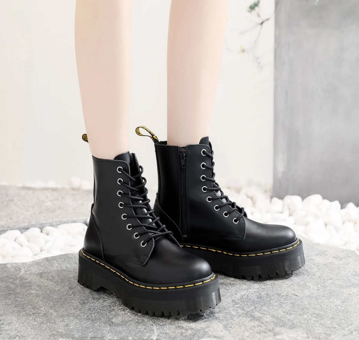 Black Lace Up Boots Platform | CYBER TECHWEAR®