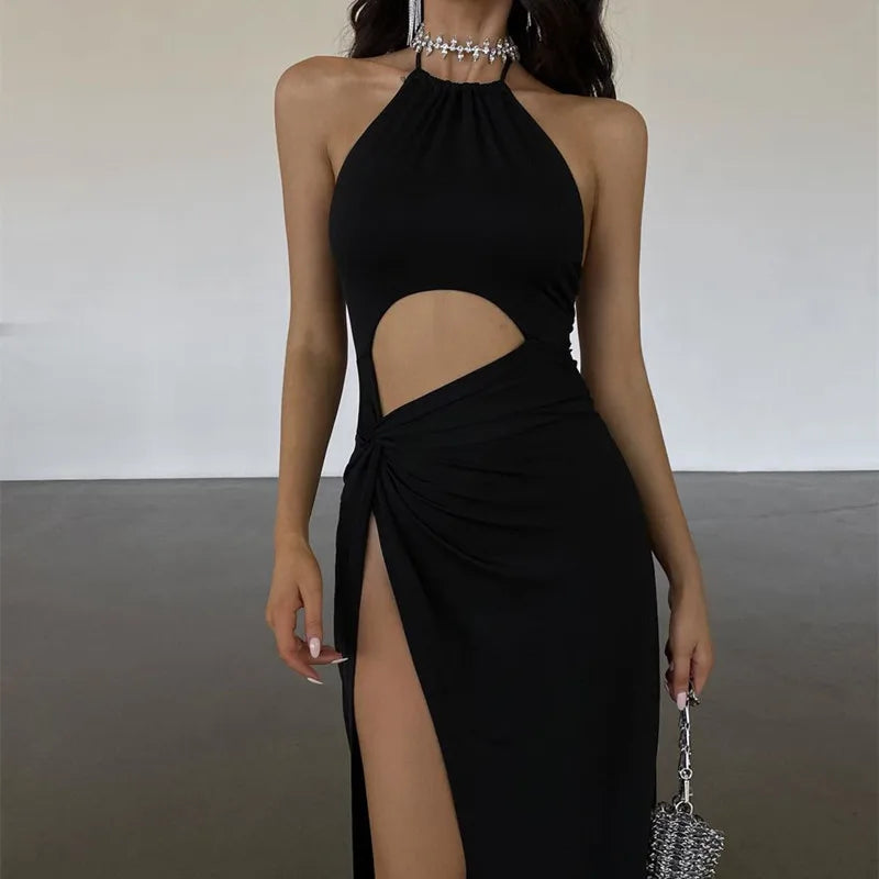 Black Maxi Cut Out Dress | CYBER TECHWEAR®