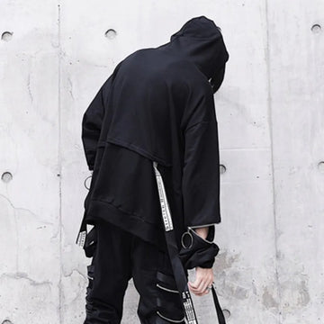 Loading image: Black Techwear Hoodie Harajuku