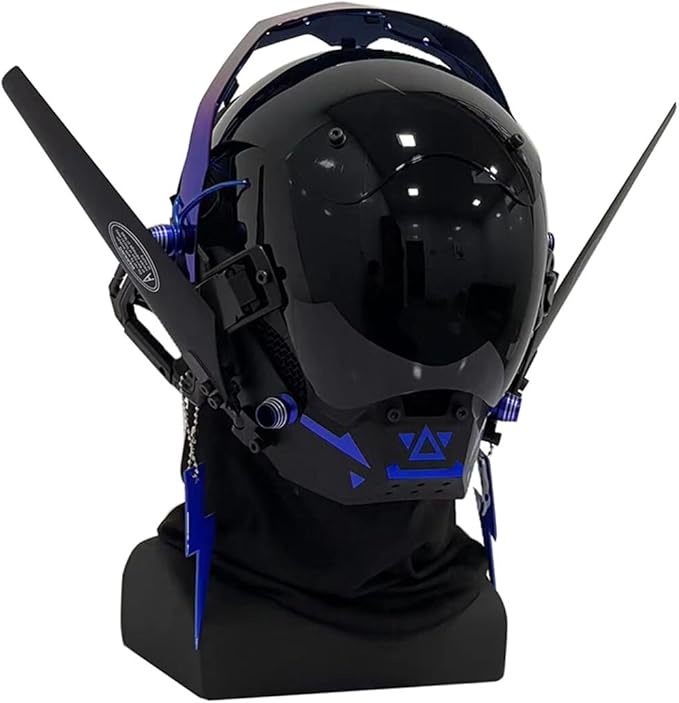 Blue Tech Helmet Cyberpunk – CYBER TECHWEAR