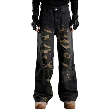 Camouflage Cyberpunk Jeans Washed