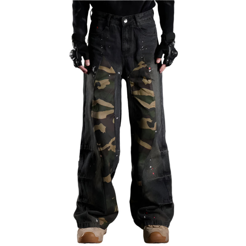 Camouflage Cyberpunk Jeans Washed