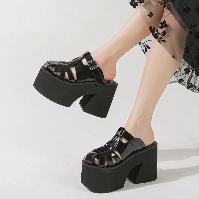 Chunky Heels Mules Sandals | CYBER TECHWEAR®