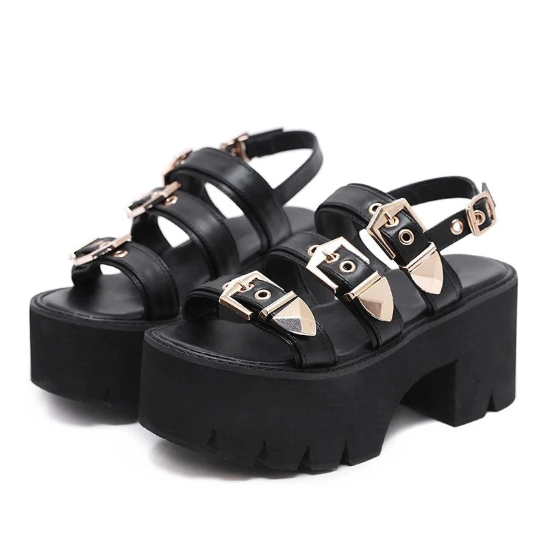 Chunky Platform Buckle Sandals | CYBER TECHWEAR®