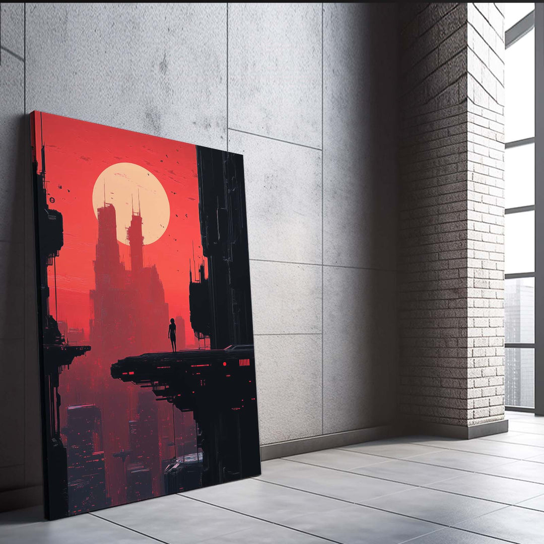 Crimson Horizon Cyberpunk Art