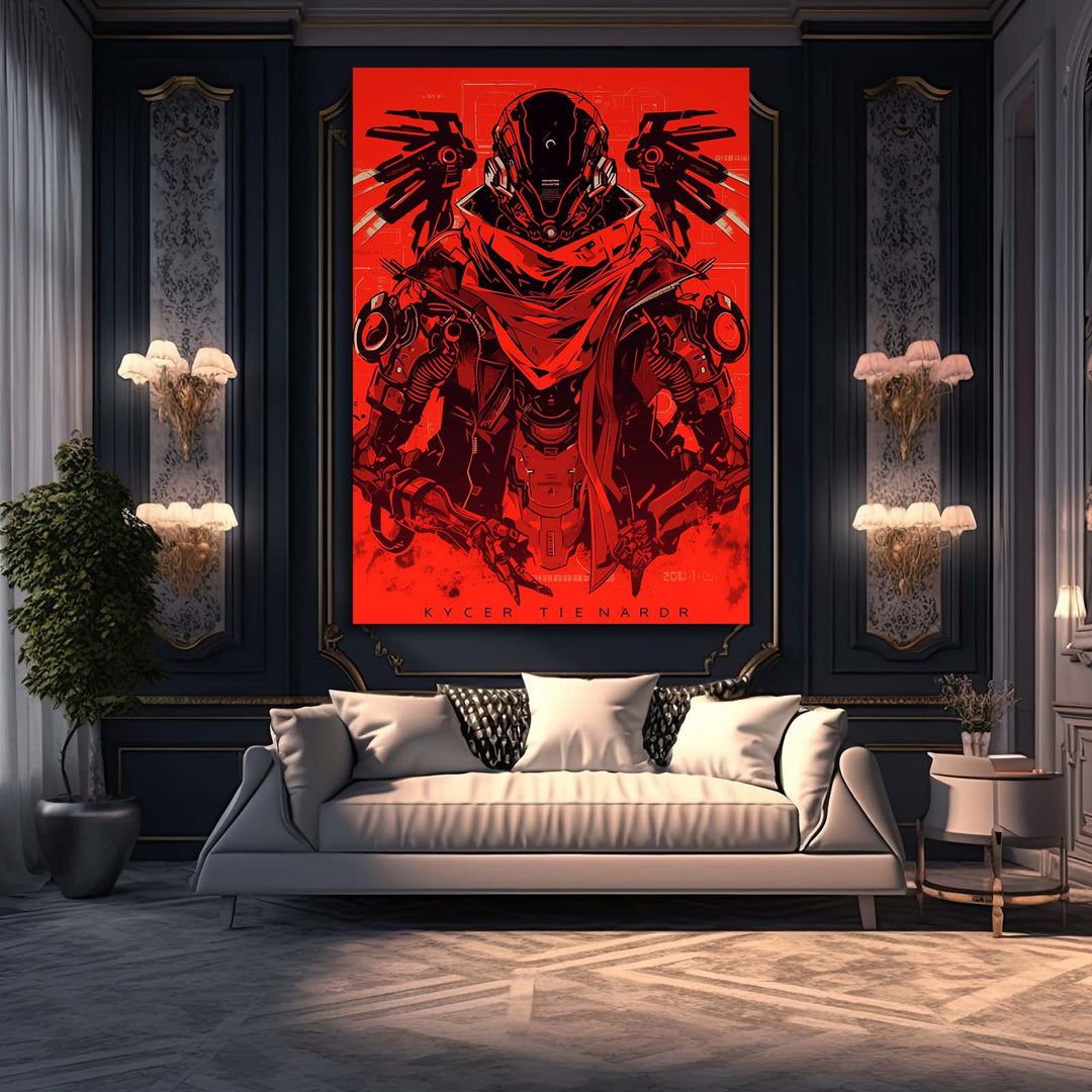 Loading image: Crimson Mech Cyberpunk Art | CYBER TECHWEAR®