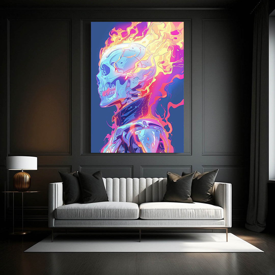 Loading image: Cyberpunk Art Flame Skull | CYBER TECHWEAR®