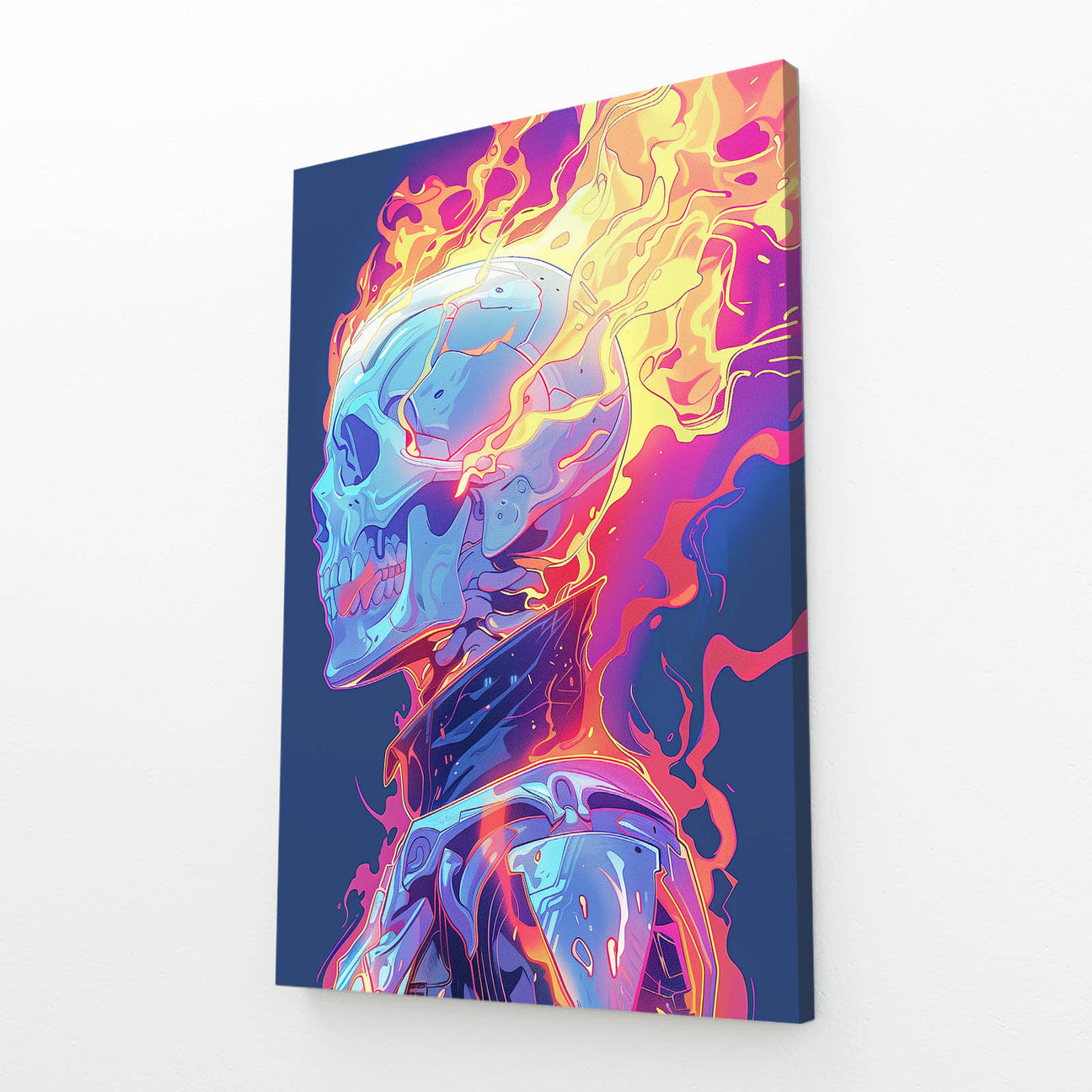 Loading image: Cyberpunk Art Flame Skull | CYBER TECHWEAR®