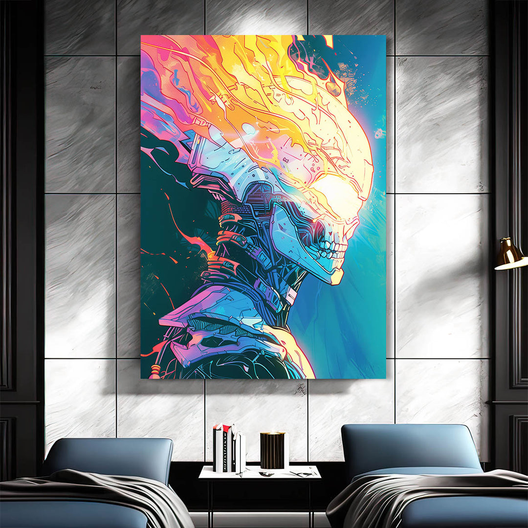 Loading image: Cyberpunk Art Inferno Skull | CYBER TECHWEAR®