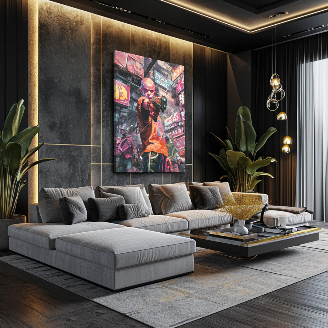 Cyberpunk Art Neon Guardian