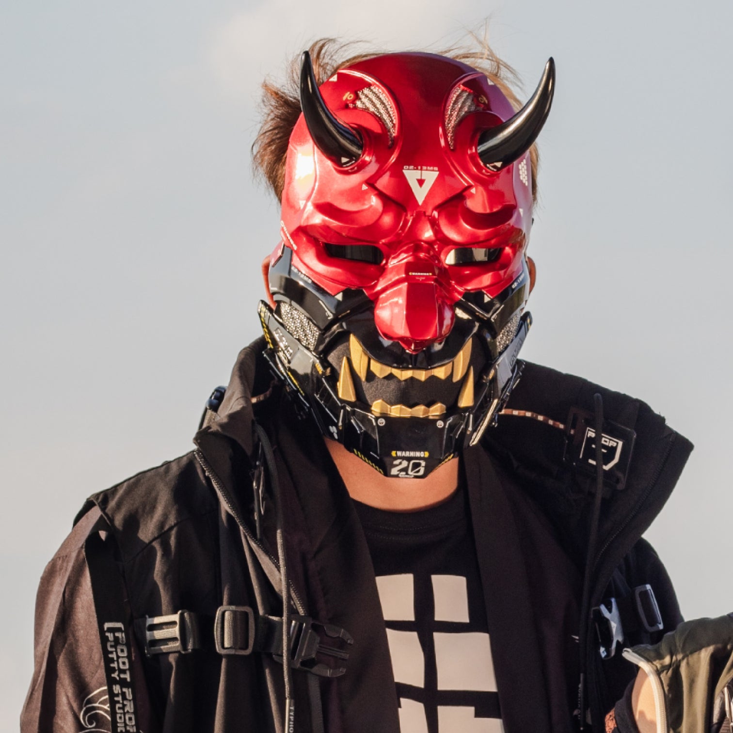 Loading image: Cyberpunk oni mask Red