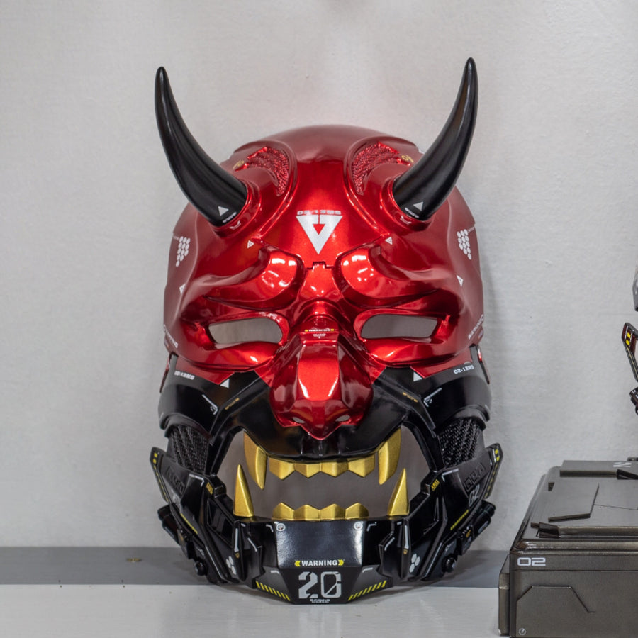 Loading image: Cyberpunk oni mask Red