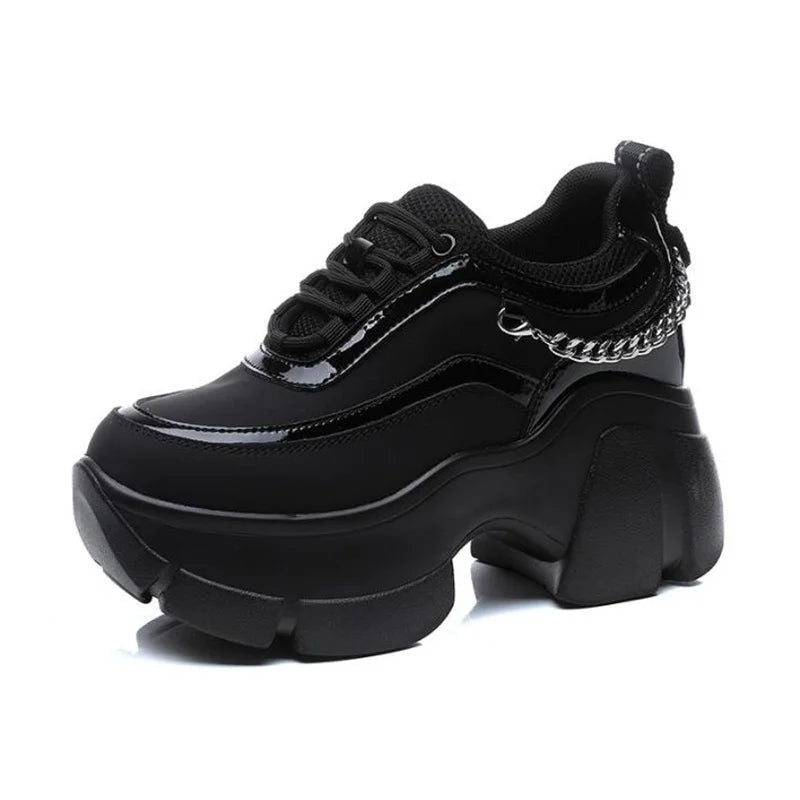 Hidden Heels Black Platform Sneakers | CYBER TECHWEAR®