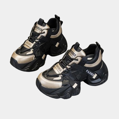 Hidden Heels White And Black Platform Sneakers | CYBER TECHWEAR®