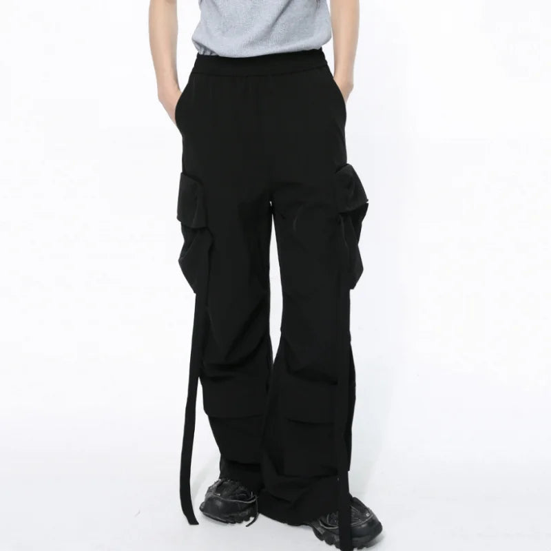Multi-pocket Ribbon Patchwork Black Pant – CYBER TECHWEAR