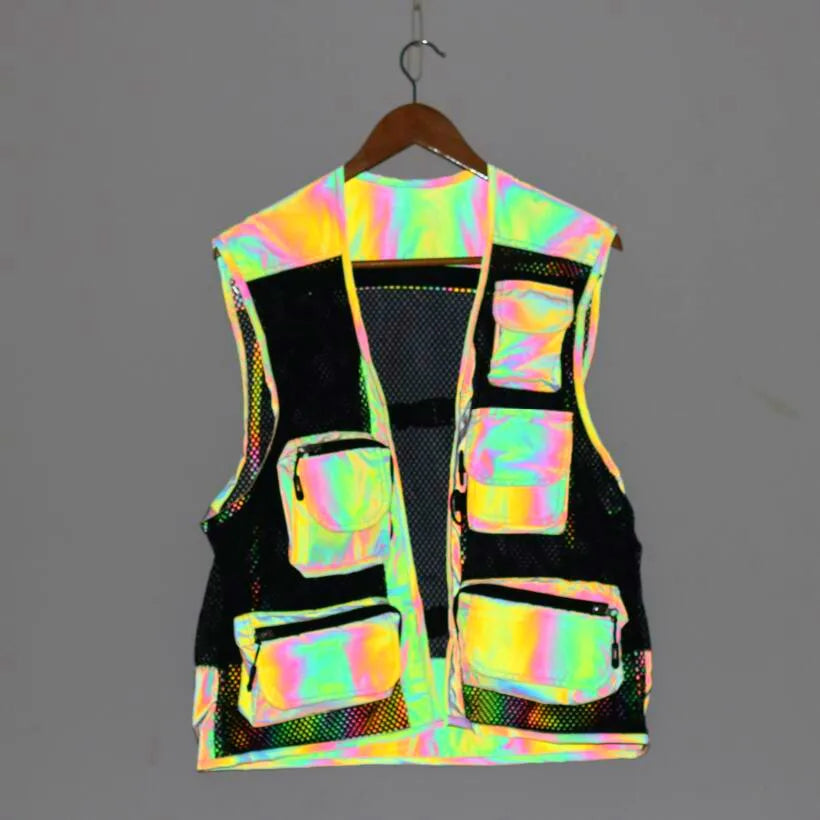 Rainbow Cargo Vest Reflective | CYBER TECHWEAR®