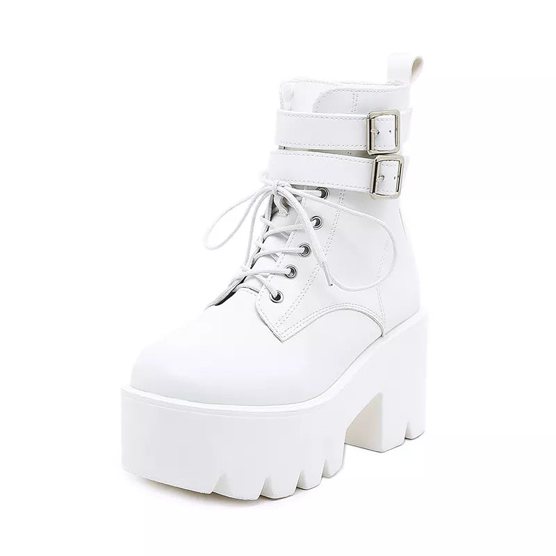 White Combat Boots Platform | CYBER TECHWEAR®
