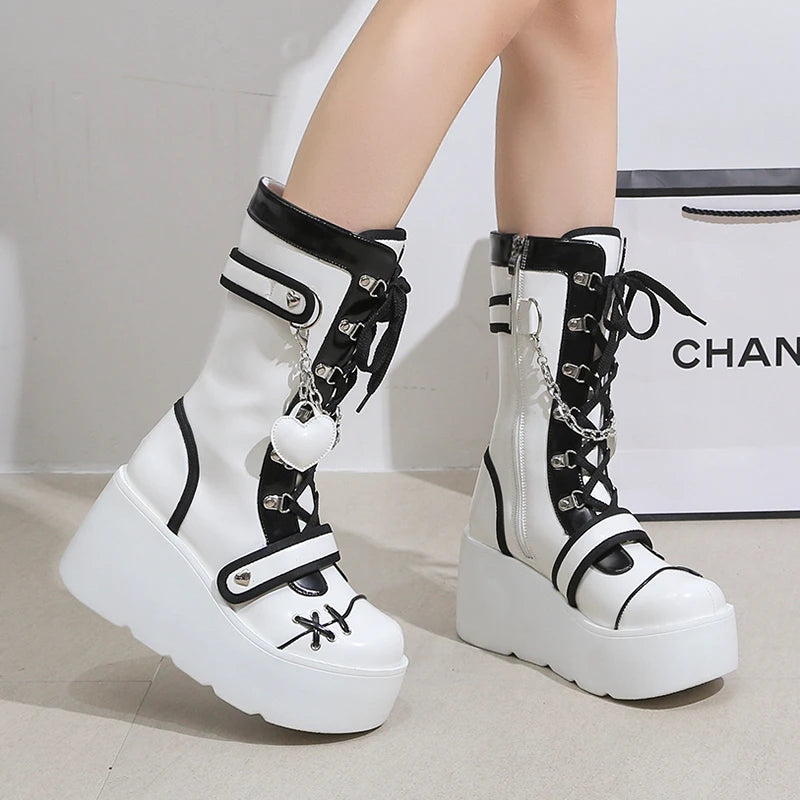 White Goth Platform Boots | CYBER TECHWEAR®