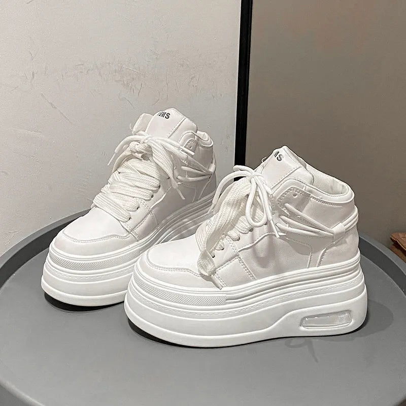 White High Top Platform Sneakers | CYBER TECHWEAR®