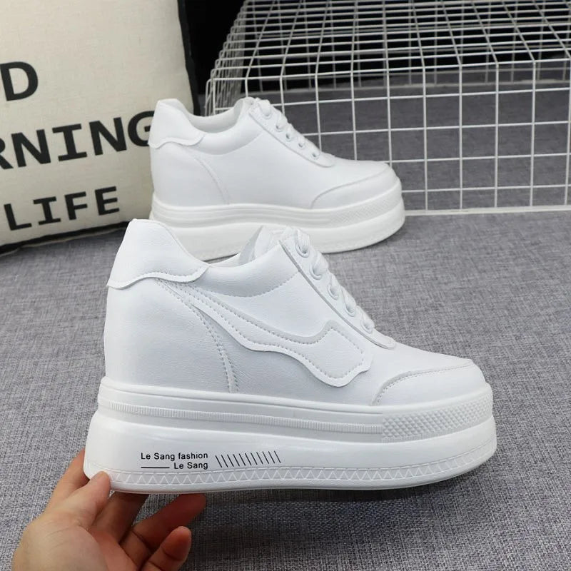 White Platform Wedge Sneakers | CYBER TECHWEAR®
