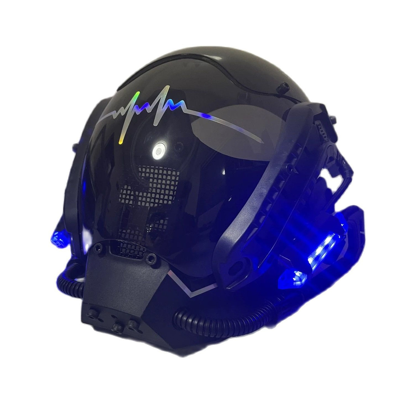 Blue LED Cyberpunk Helmet | CYBER TECHWEAR®