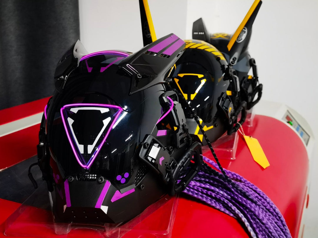 Loading image: Purple Cyberpunk Futuristic Helmet | CYBER TECHWEAR®
