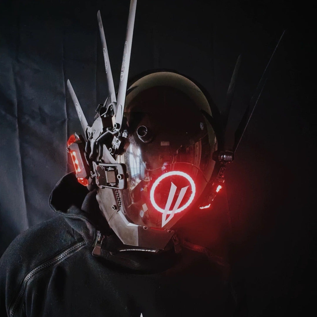 Red Cyberpunk Futuristic Helmet | CYBER TECHWEAR®