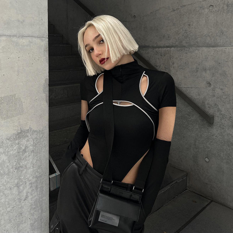 Techwear Bodysuit Striped | Edgy & Chic Women's Jumpsuit – TECHWEAR