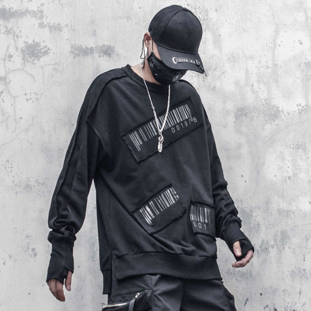 Loading image: Bar Code Sweatshirt Harajuku