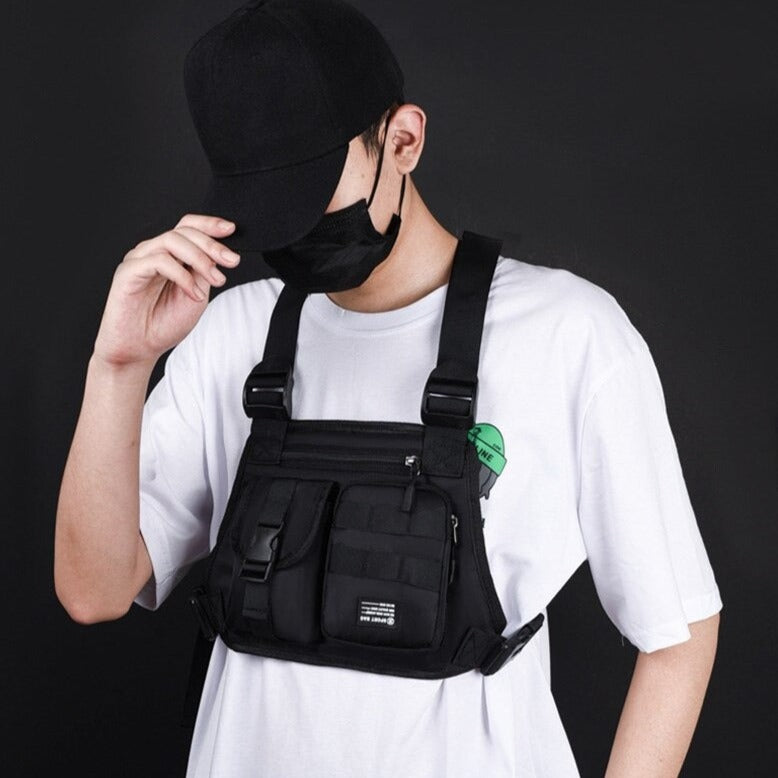 Black Chest Rig Bag | CYBER TECHWEAR®