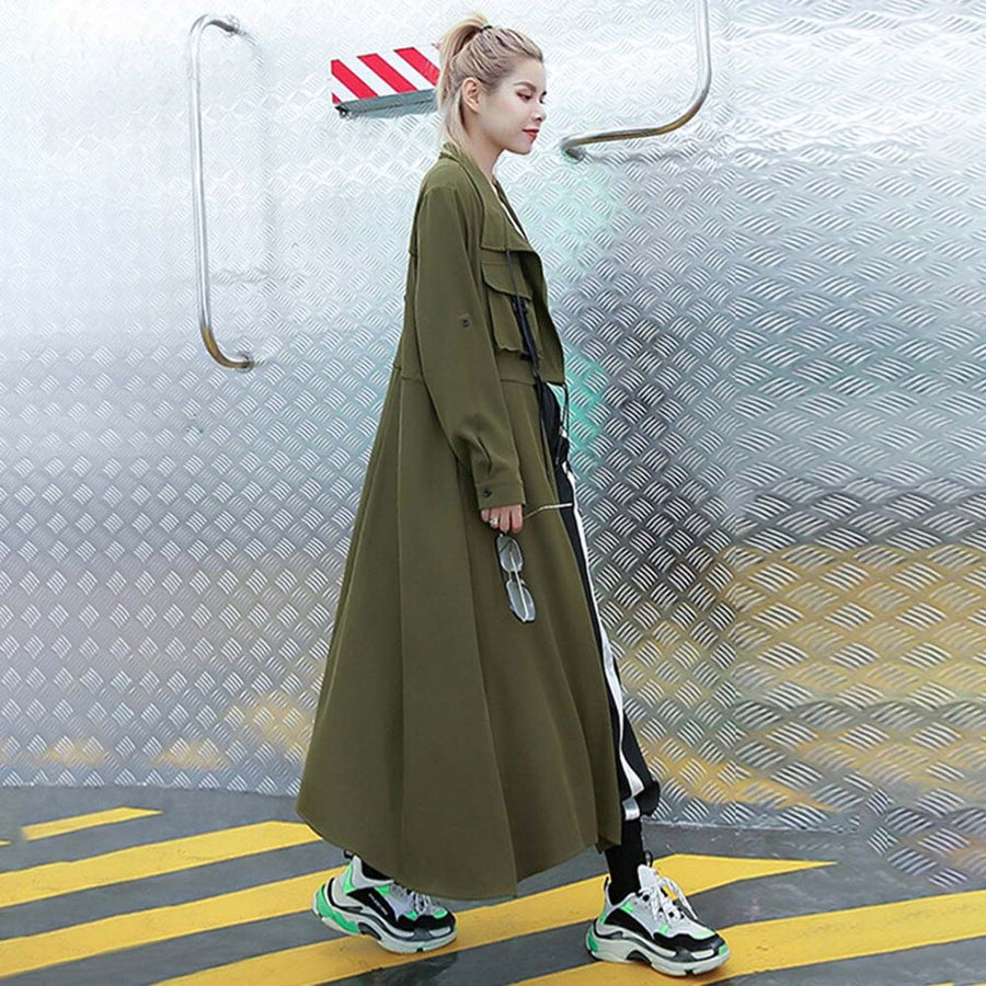 Green Trench Techwear Jacket | CYBER TECHWEAR®