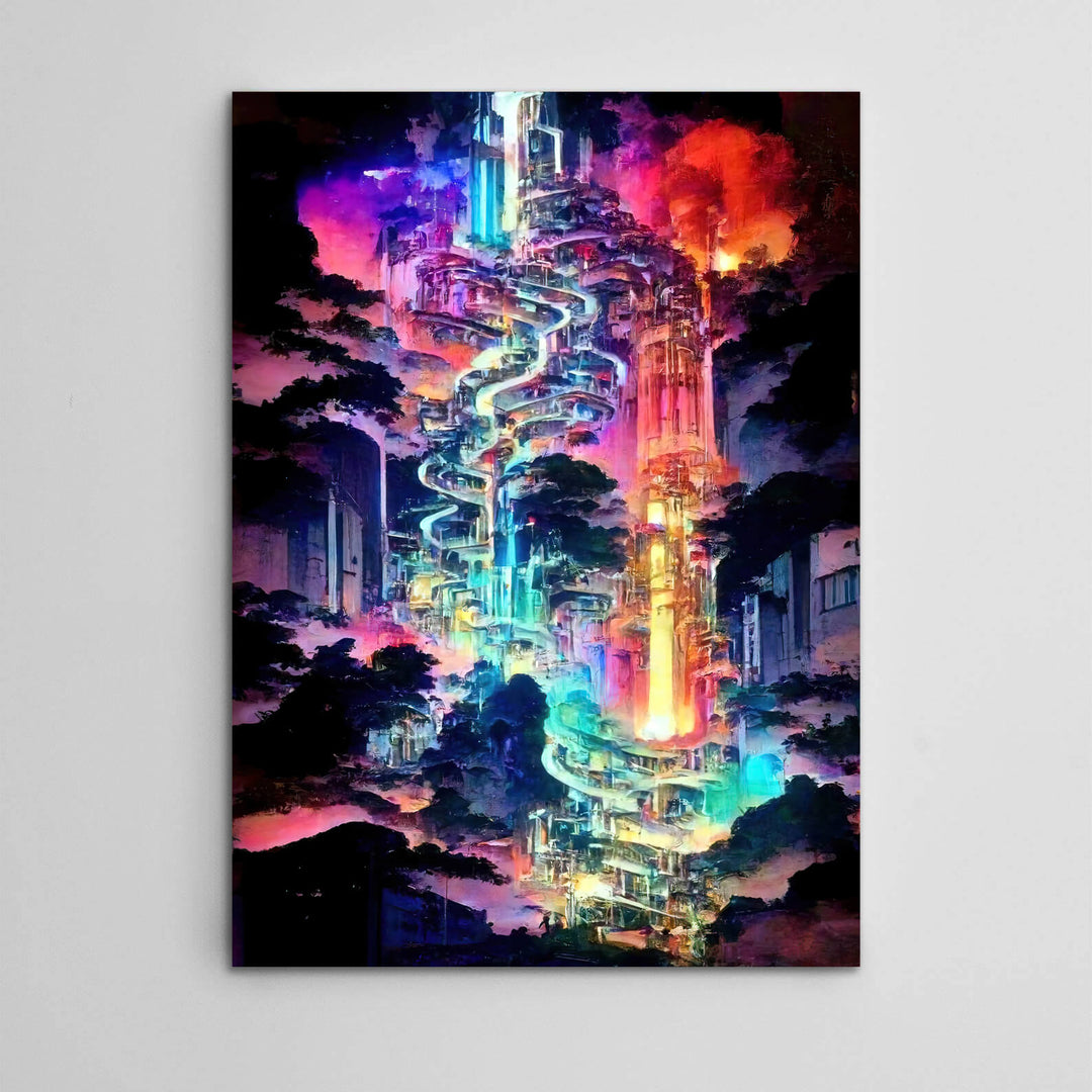 Home City Psychedelic Cyberpunk Art