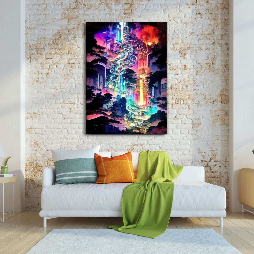 City Psychedelic Cyberpunk Art