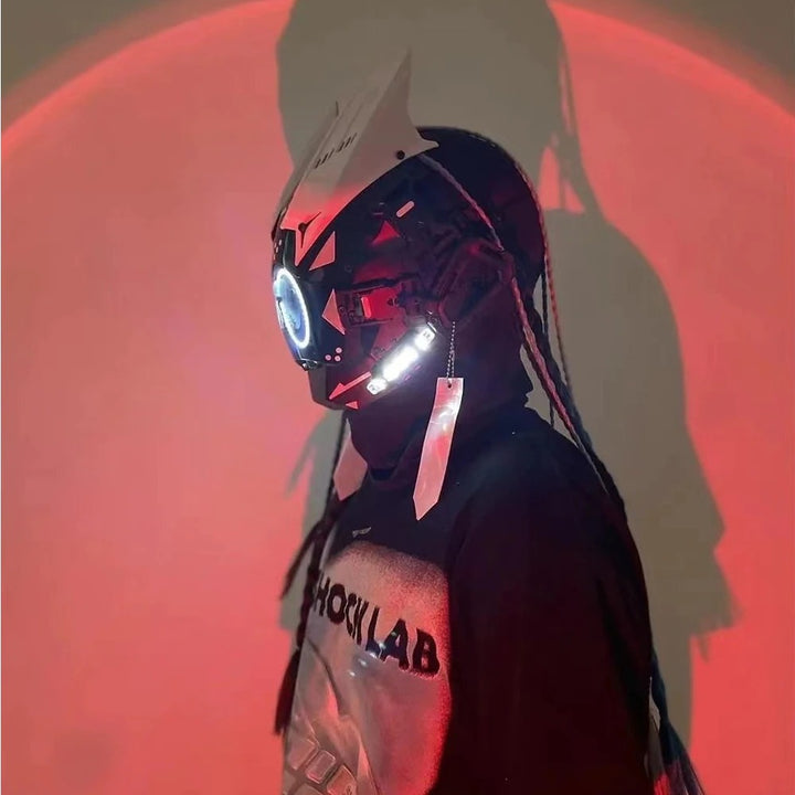 White Cyberpunk Helmet | CYBER TECHWEAR®